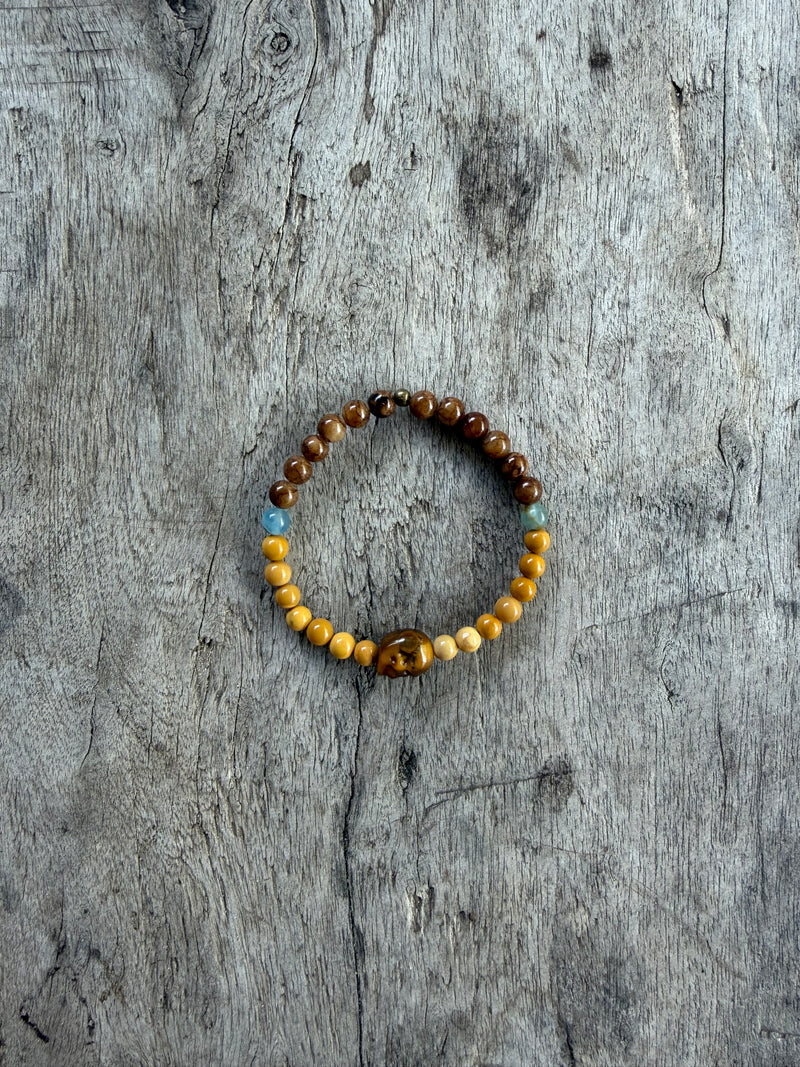 Petra Bracelet - Brown Agate / Yellow Jade / Blue Calcite / Tiger's Ey ...