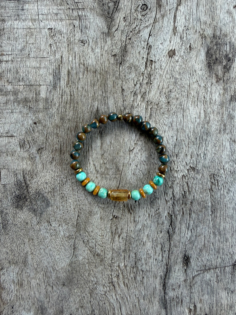 Petra Bracelet - Lake Blue Variscite / Peruvian Turquoise / Topaz ...